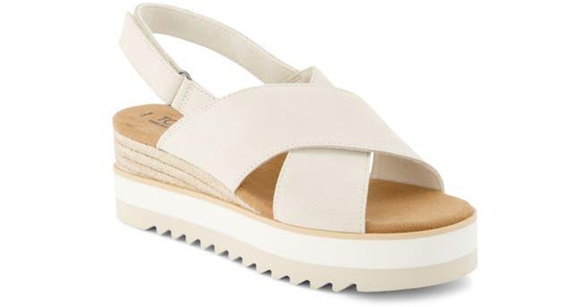 TOMS Diana Crossover Platform Wedge Sandal in Natural | Lyst