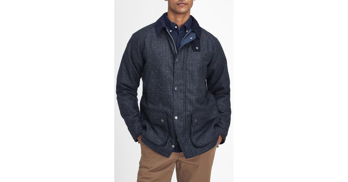 Barbour Bedale Check Wool Jacket in Blue for Men | Lyst