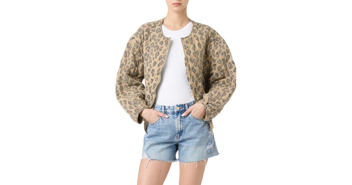 Blank NYC Leopard Print Quilted Jacket in Blue | Lyst