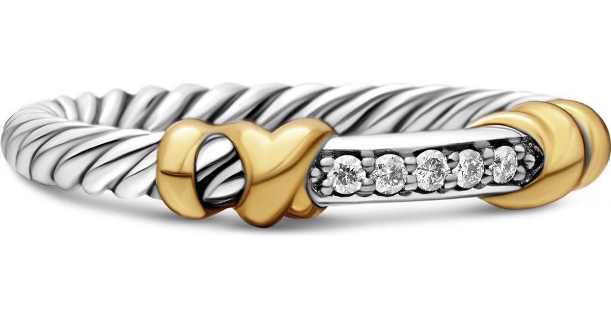 David Yurman Petite Helena Wrap Ring With 18K And Diamonds in Metallic ...