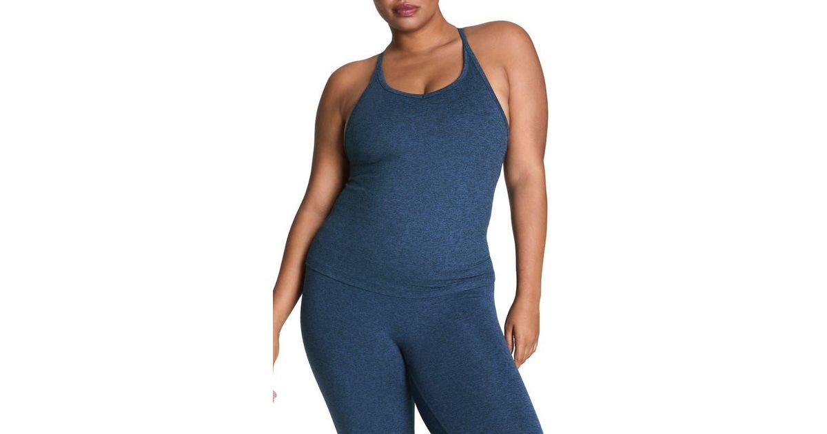 Spanx Softstretch Rib Shelf Bra Performance Tank in Blue | Lyst