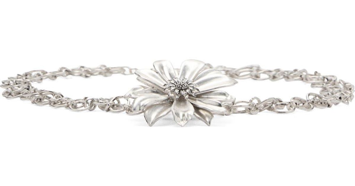 Mango Metal Flower Chain Belt in Metallic | Lyst