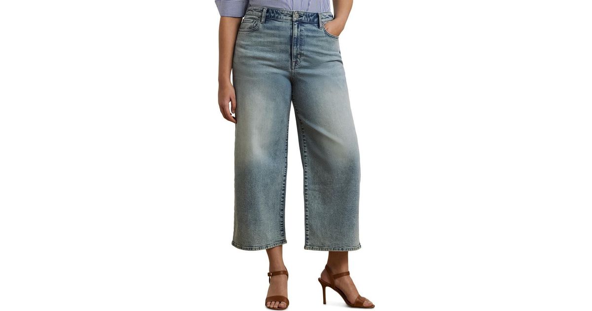 Ralph Lauren Saira Crop Wide Leg Jeans in Blue | Lyst