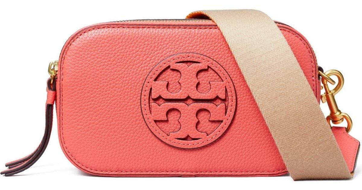 Tory Burch Mini Miller Leather Crossbody Bag in Red | Lyst