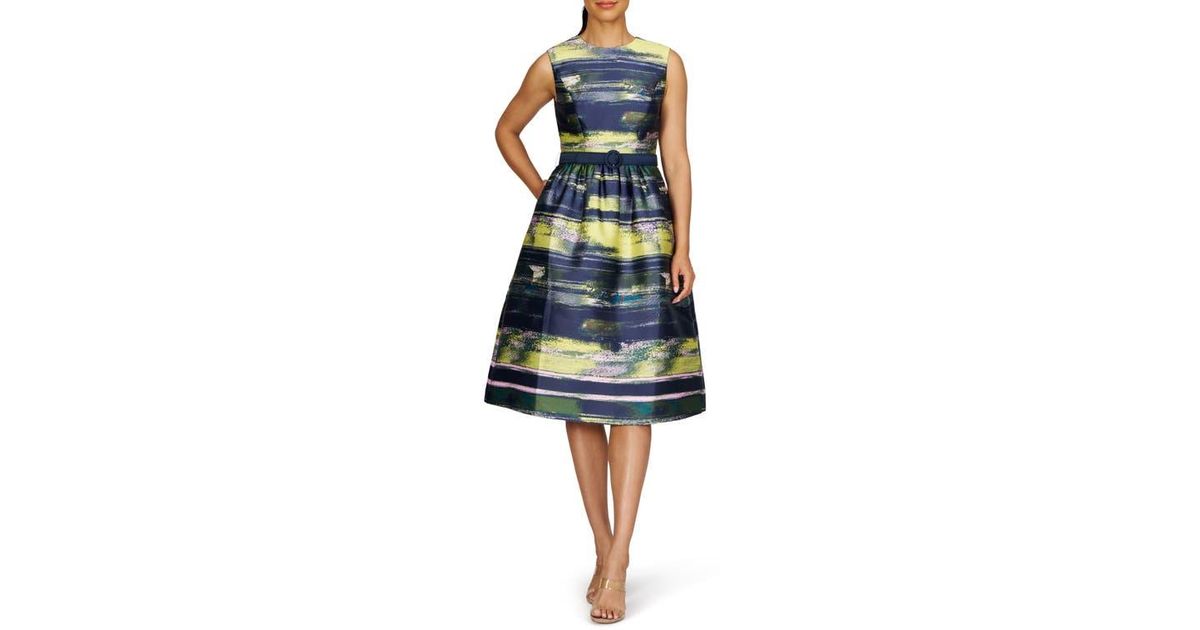 Kay Unger Spencer Belted Cocktail Dress in Blue | Lyst