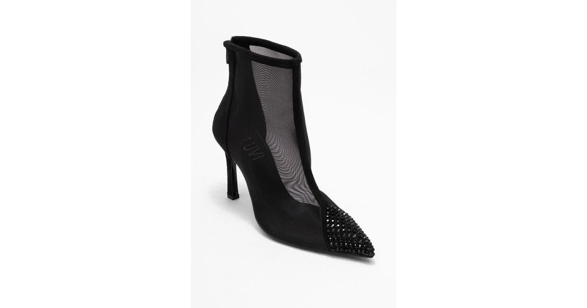 Prologue Shoes Farella Mesh Embellished Back-Zip Bootie in Black | Lyst