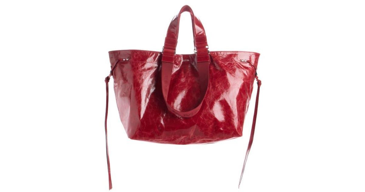 Isabel Marant Wardy Leather Shopper Tote in Red | Lyst