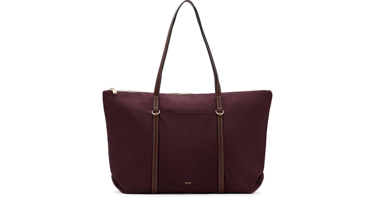 Mango Nylon Shopper Bag in Red | Lyst