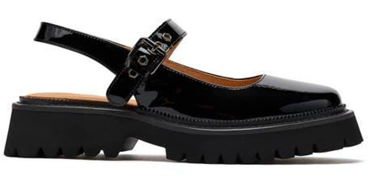 MARC NOLAN Luna Leather Mary Jane Lug Slingbacks in Black | Lyst