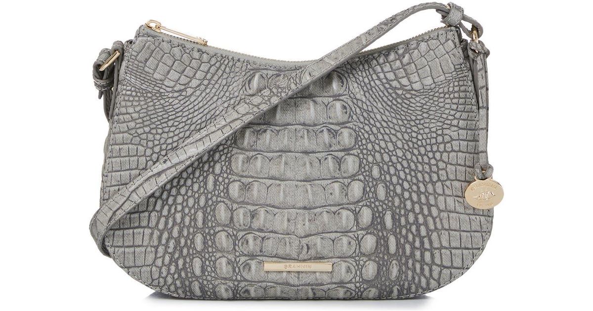 Brahmin Shayna Gradient Croc Embossed Leather Crossbody Bag in Gray | Lyst