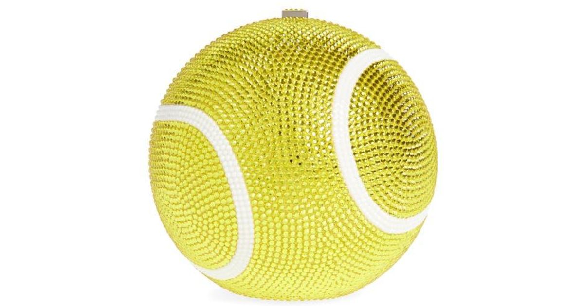 Judith Leiber Tennis Ball Crystal Embellished Clutch in Yellow | Lyst