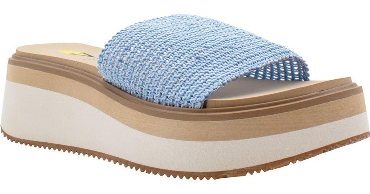Volatile Portobello Platform Wedge Sandal in Blue | Lyst