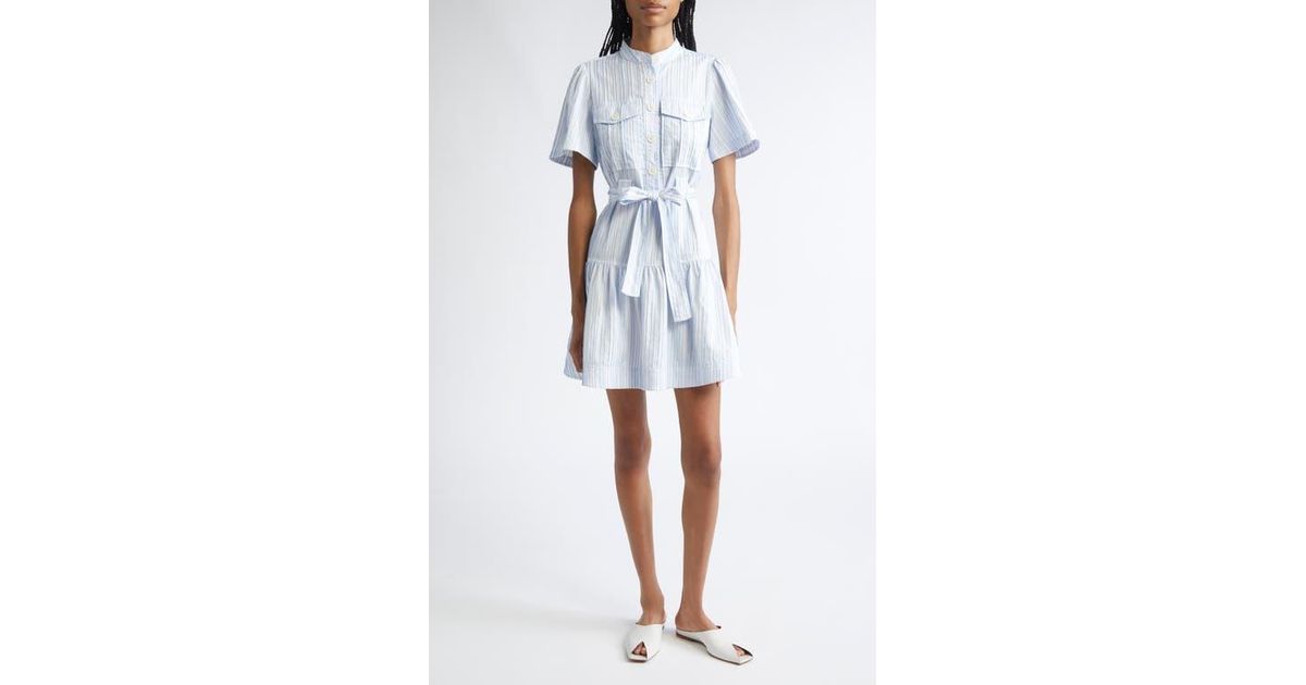 10 Crosby Derek Lam Clynton Variegated Stripe Short Sleeve Shirtdress ...