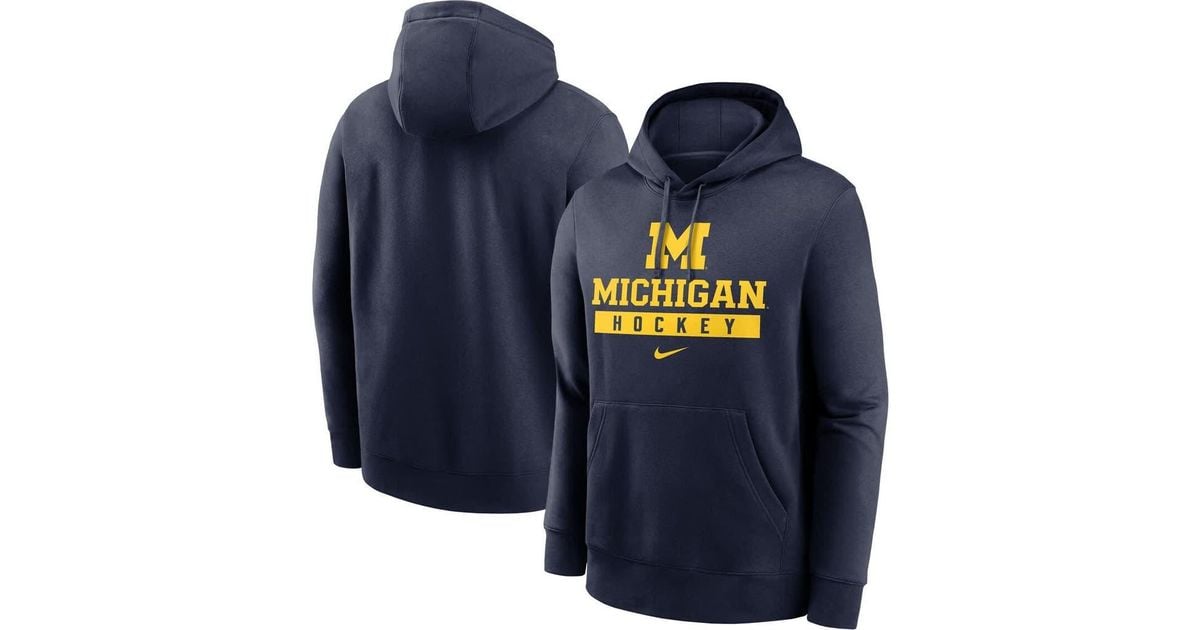 Nike Michigan Wolverines Hockey Stack Fleece Pullover Hoodie in Blue for Men | Lyst