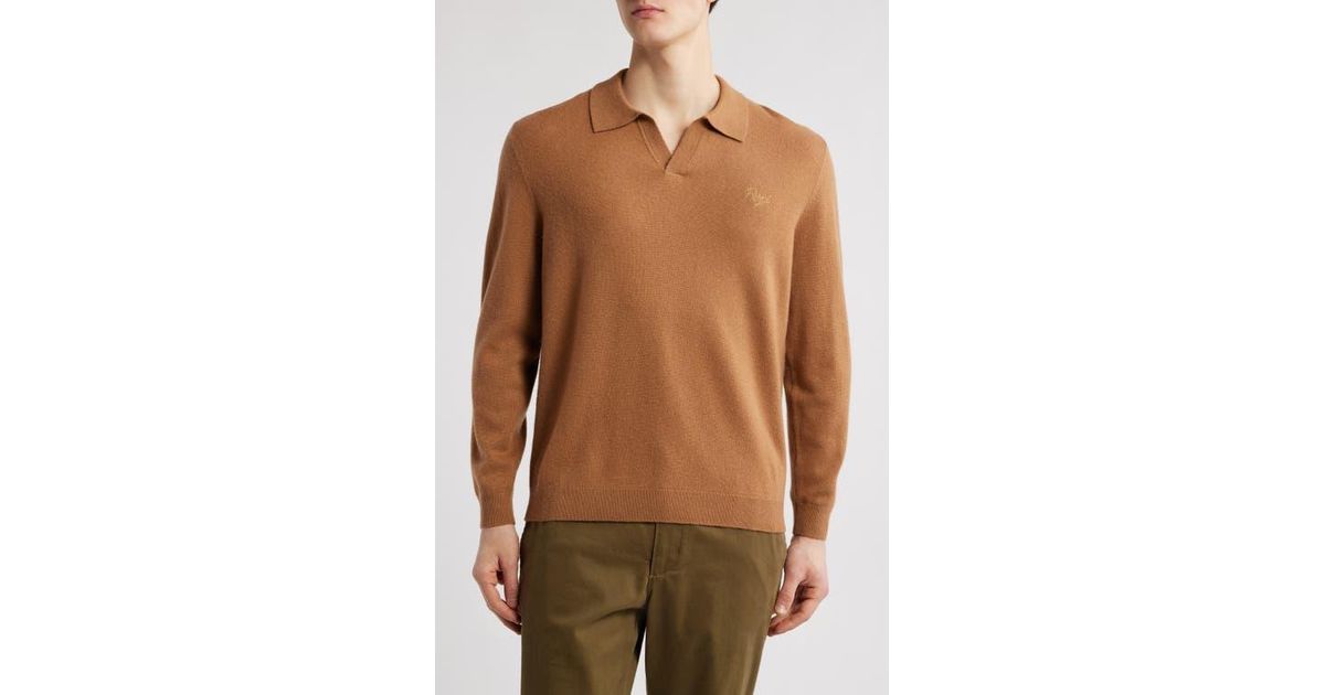 Percival Network Merino Wool & Cashmere Polo Sweater in Brown for Men ...
