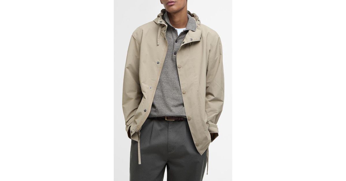 Barbour Quay Water Resistant Hooded Jacket in Natural for Men | Lyst