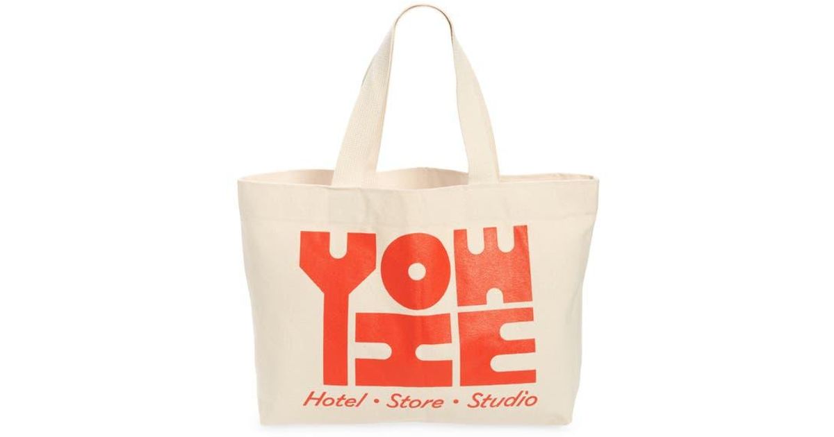 YOWIE Big Logo Graphic Canvas Shopper in Red | Lyst