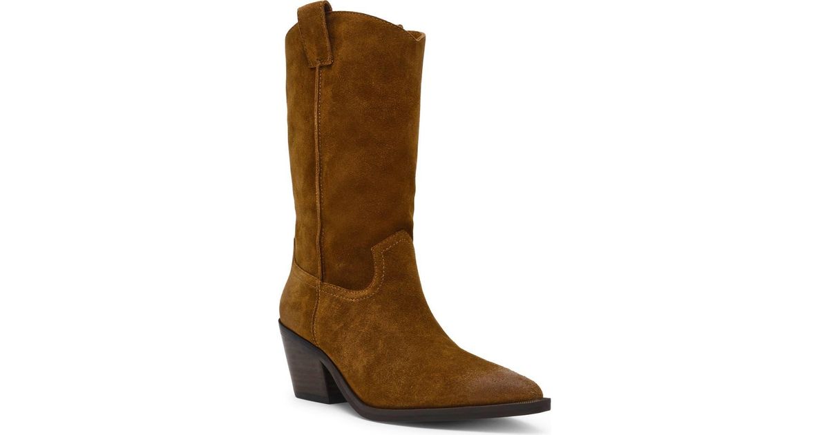 Steve Madden Stetson Suede Western Boot in Brown | Lyst