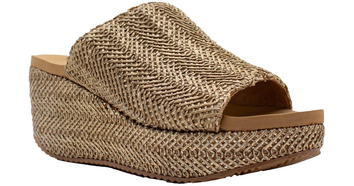 Volatile Canteen Water Resistant Raffia Wedge Platform Sandal in Brown ...