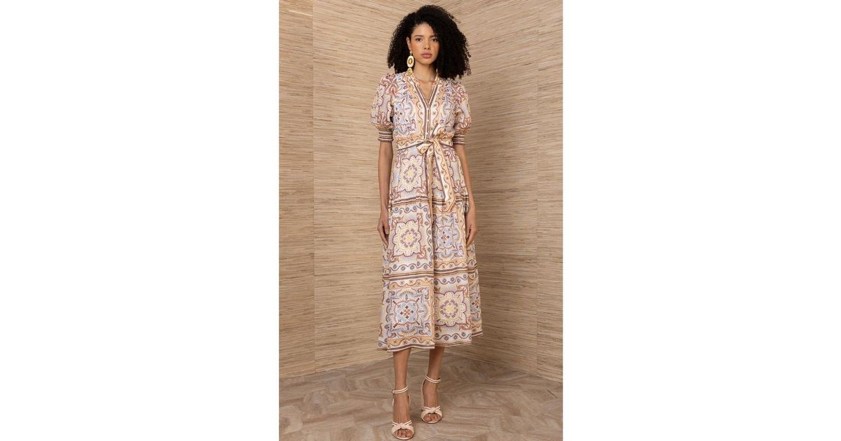 Hale Bob Bess Linen Dress in Natural | Lyst