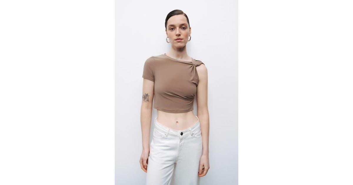 Nocturne Crop Top With Twisted Detail in White | Lyst