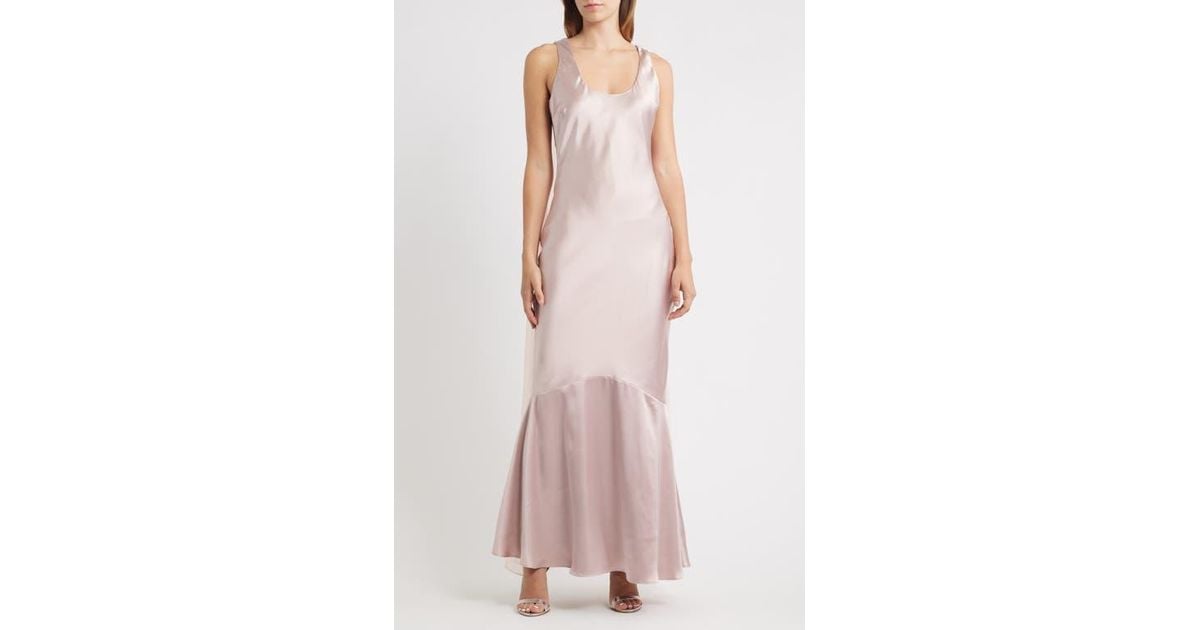 Lulus Aida Tie Back Satin Gown in Pink | Lyst