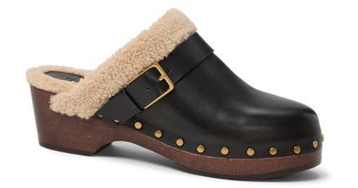 PAIGE Helena Faux Shearling Clog in Black | Lyst