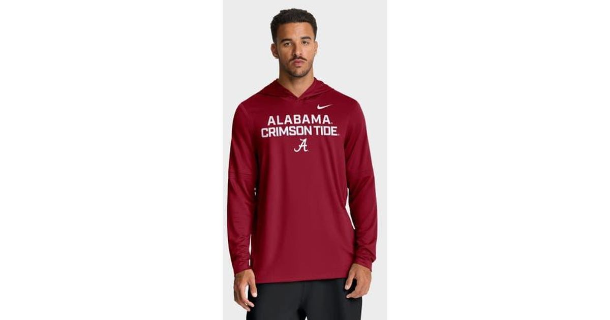 Nike Alabama Tide 2025 Sideline Dri-Fit Long Sleeve Hoodie T-Shirt in ...