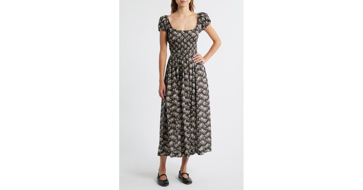 Doen Quinley Floral Organic Cotton Midi Dress | Lyst
