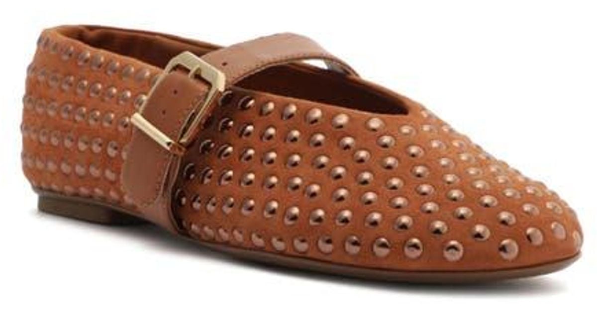 SCHUTZ SHOES Eiza Shine Mary Jane Flat in Brown | Lyst