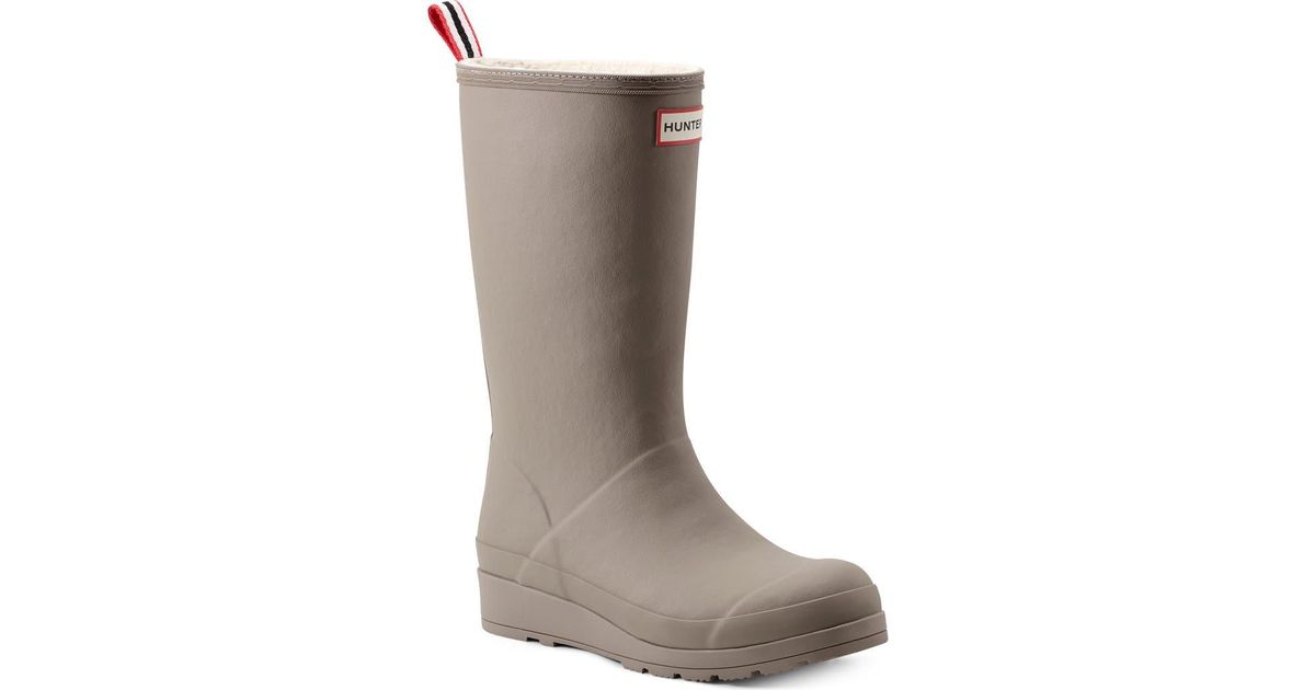 HUNTER Play Tall Insulated Waterproof Rain Boot in Brown | Lyst