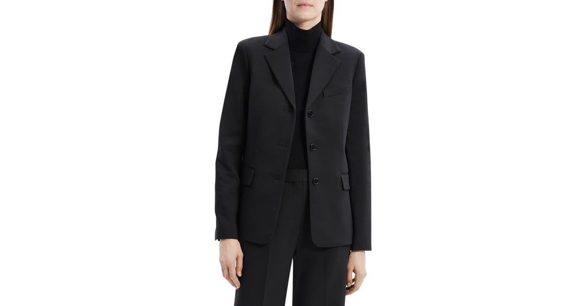 Theory Three Button Jacket in Black | Lyst