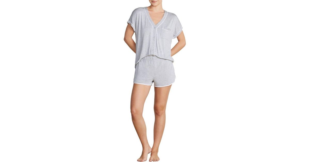 Barefoot Dreams Malibu Collection Soft Jersey Piped Pajamas in Blue | Lyst