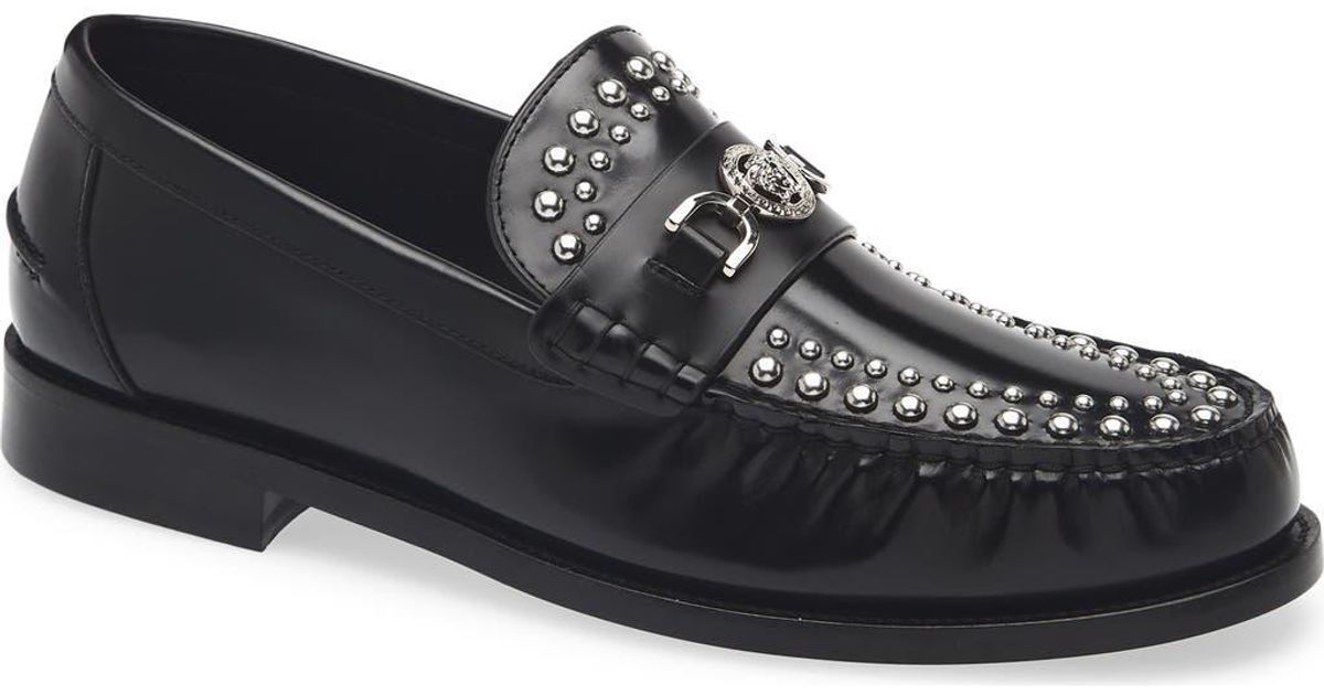 Versace Medusa '95 Studded Loafer in Black for Men | Lyst