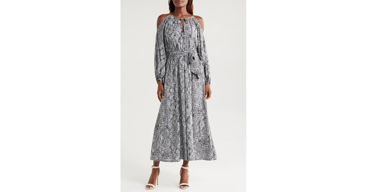 Tommy Bahama Playa Python Long Sleeve Maxi Dress in Gray | Lyst