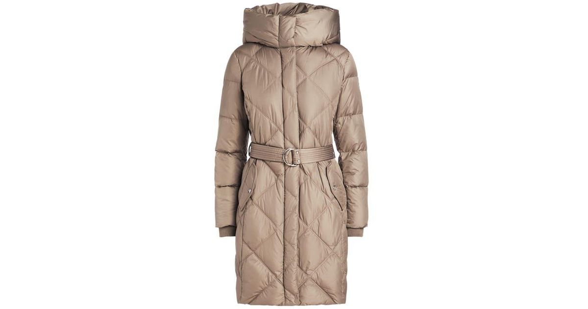Ralph Lauren Diamond Quilted Down Puffer Coat in Natural | Lyst
