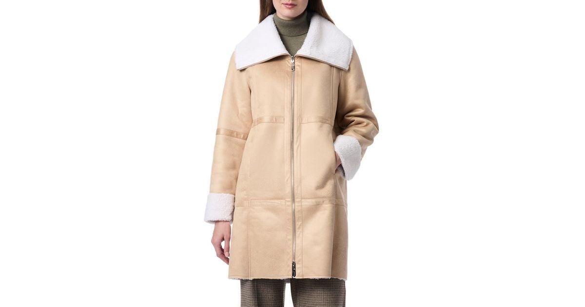 Bernardo Faux Leather & Faux Fur Reversible Coat in Natural | Lyst