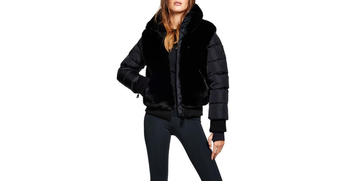 Sam. Carlie Faux Fur Quilted Down Puffer Jacket in Black | Lyst