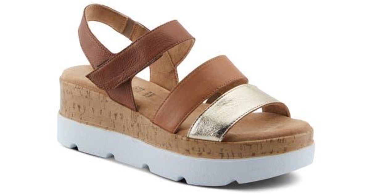 Spring Step Acey Wedge Platform Sandal in Brown | Lyst