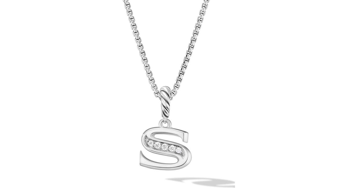 David Yurman Pavé Initial Pendant Necklace in Metallic | Lyst