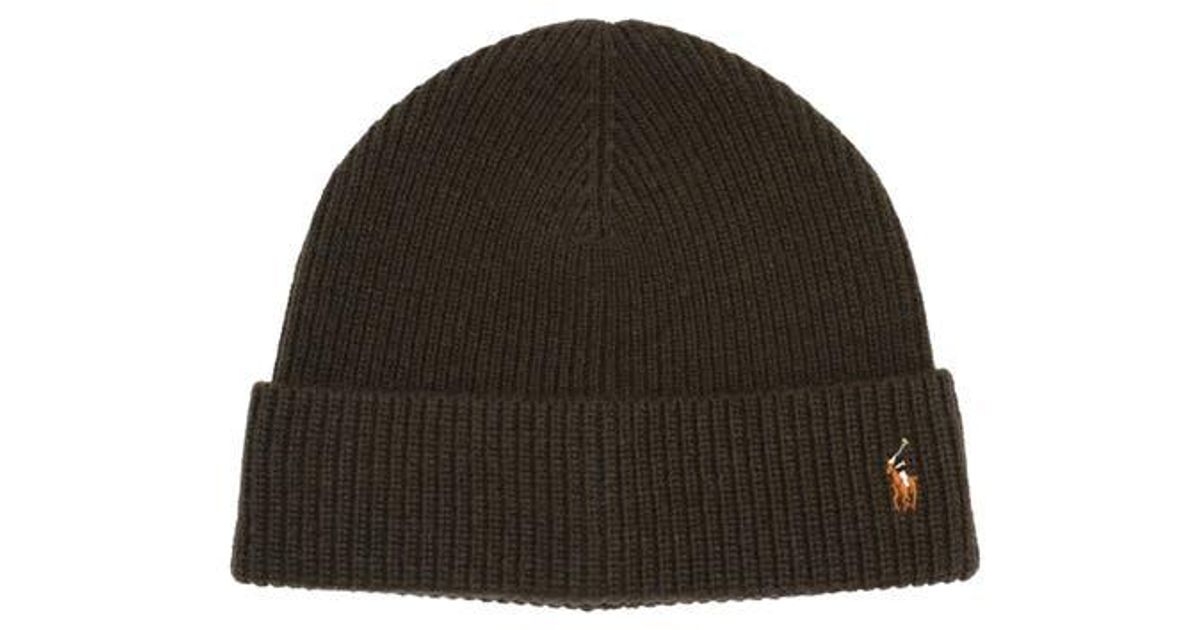 Polo Ralph Lauren Signature Cuff Hat in Black for Men | Lyst