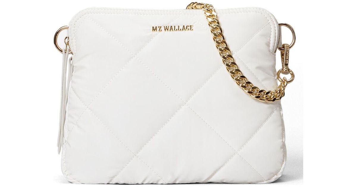 MZ Wallace Madison Quilted Nylon Crossbody Bag in White | Lyst