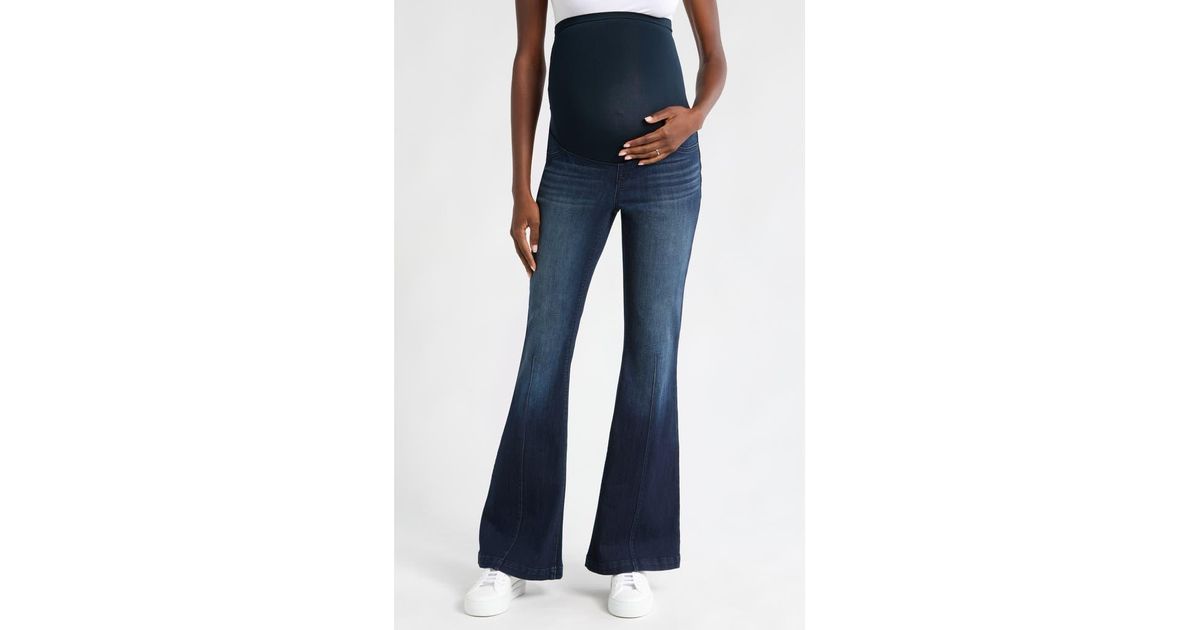 1822 Denim Over The Bump Darted Flare Maternity Jeans in Blue | Lyst