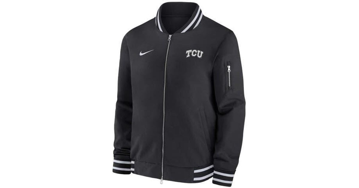 Nike Tcu Horned Frogs Full-Zip Bomber Jacket in Black for Men | Lyst