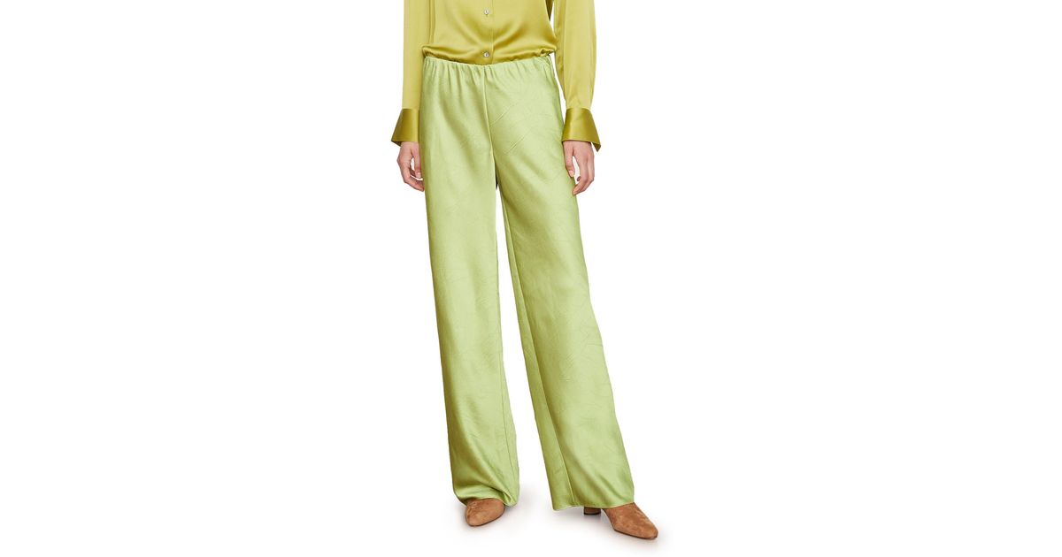 Vince Satin Bias Cut Pants In Green Lyst