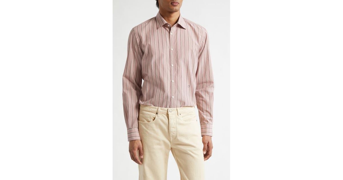 Massimo Alba Genova Stripe Cotton Button-Up Shirt in Pink for Men | Lyst