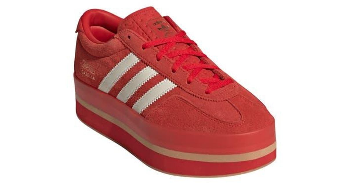adidas Gazelle Stack Platform Sneaker in Red | Lyst