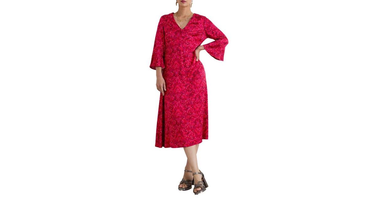 Seasalt Cornwall Starry Night Satin Empire Waist Dress in Red | Lyst