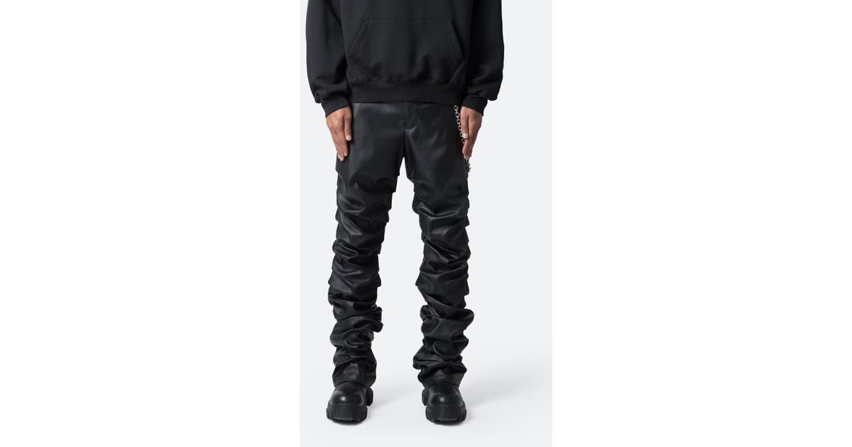 MNML Stacked Faux Leather Pants in Black for Men | Lyst