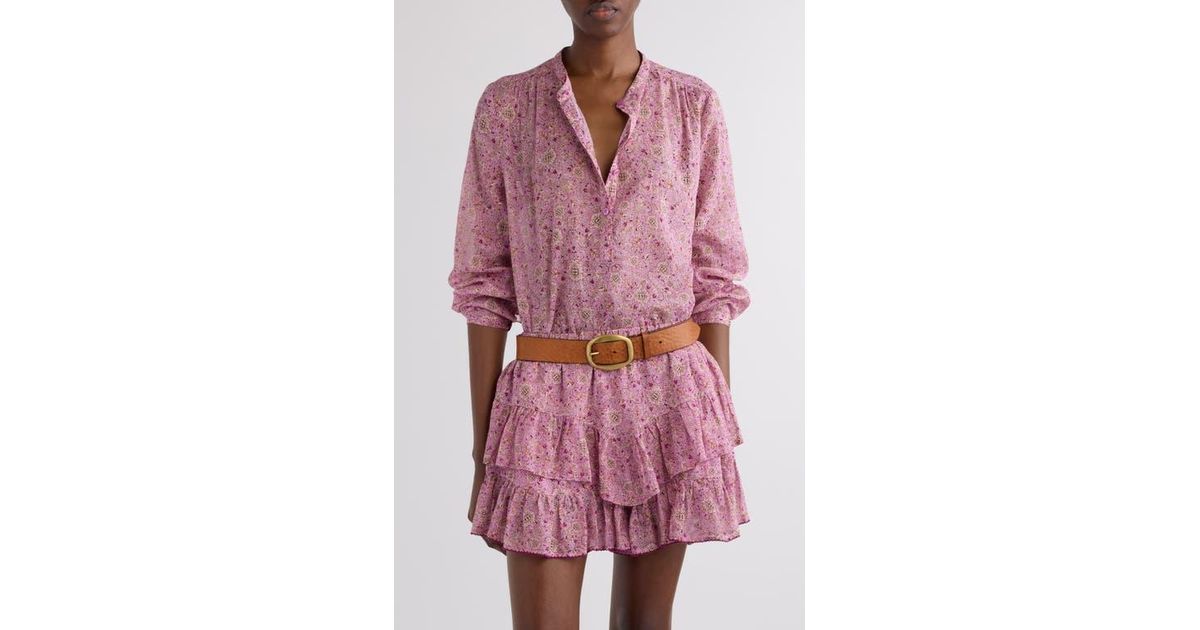 Isabel Marant Maria Floral Cotton Henley Shirt in Red | Lyst